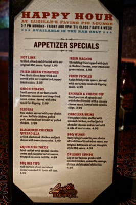 Happy Hour Appetizer Menu | Yelp