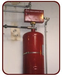 Pyro Chem Restaurant Fire Suppression System Mounted On Wall | Yelp